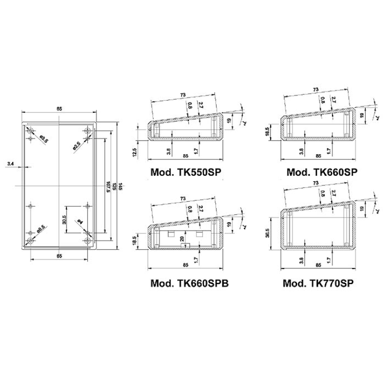 TENCLOS SLOPE ENCLOSURE - BLACK 145 x 85 x 31.5mm - Tenclos slope ...