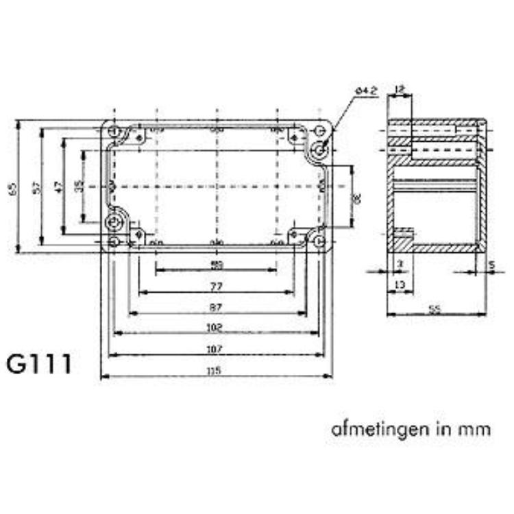 WATERDICHTE ALUMINIUM BEHUIZING - 115 x 65 x 55mm - Waterdichte ...