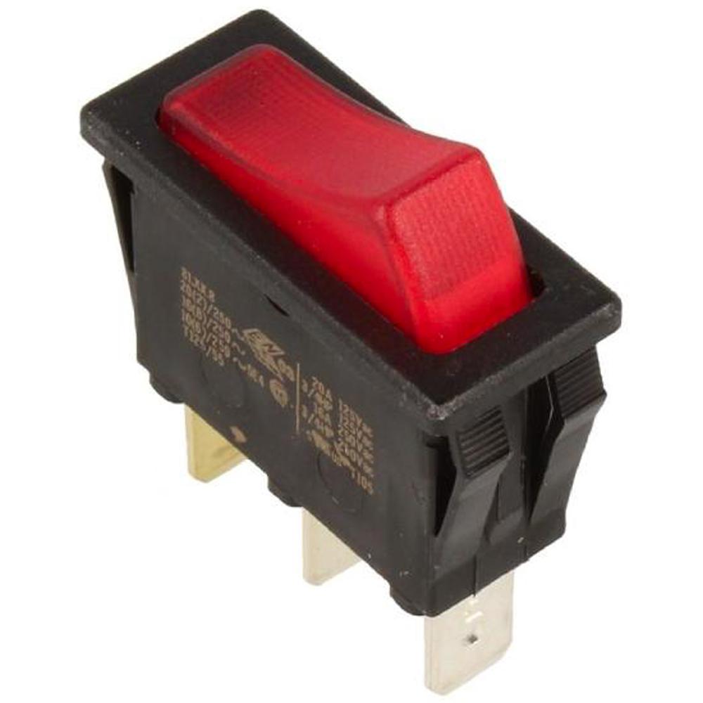 SCHAKELAAR 1-POL MET LAMP 16A/250V 11X30MM. - Kleur behuizing: zwart ...