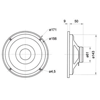 Full-range luidspreker 16 cm (6.5") 8 Ohm - Geimpregneerde 17cm ...