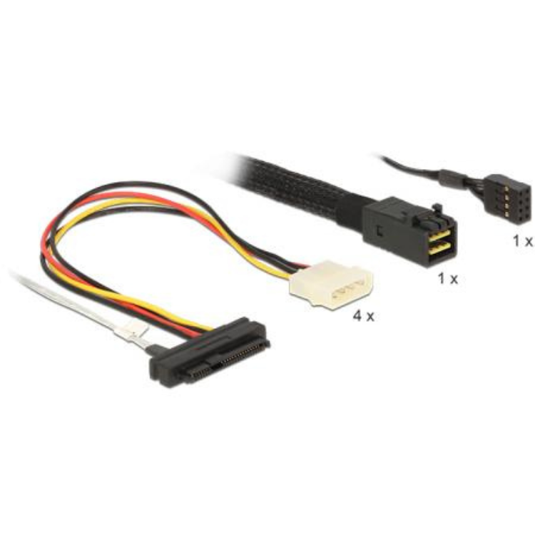 Delock Cable Mini SAS HD x 4 SFF 8643 male > 4 x SAS 29 Pin SFF 8482 ...