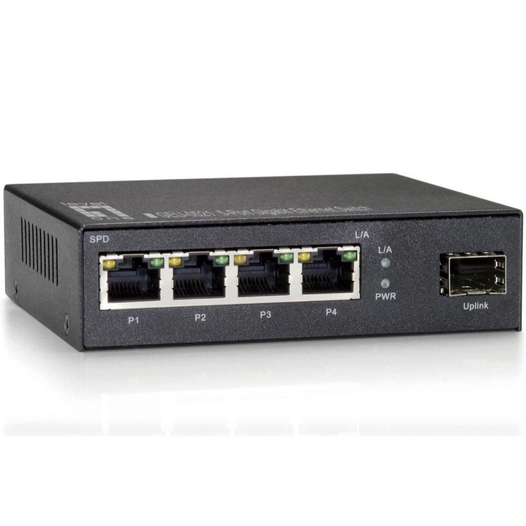 Netwerk switch - 4-poorts - Merk: LevelOne GEU-0521, Extra: 1x SFP ...