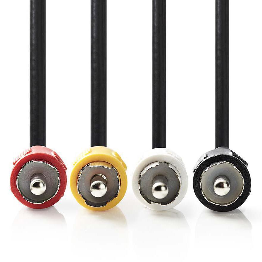 Composiet kabel - 2 meter - Composiet kabel, Aansluiting 1: 4x Tulp ...