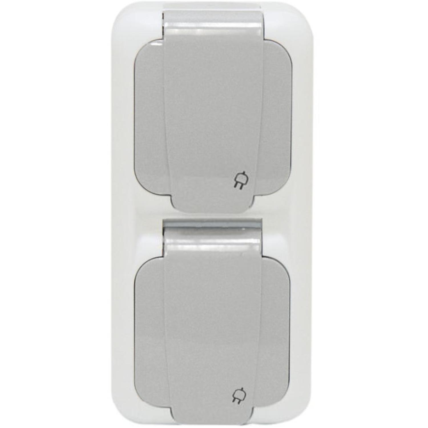 Buiten stopcontact 2-voudig - Allekabels.nl - Groot assortiment
