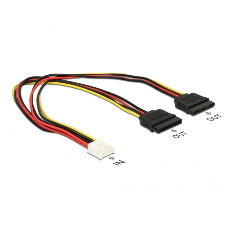 SATA kabel - Aansluiting 1: 4p Floppy female, Aansluiting 2: 2x 15p ...