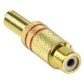 Tulp Stekker - Tulp stekker,Female, Verguld, Metaal, Rode markering, Goud.