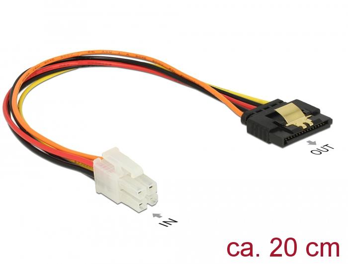 Delock kabel P4 4 pins male > SATA 15 pins female 20 cm - Deze ...