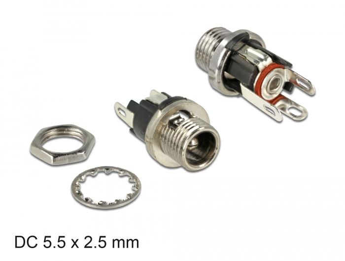 Delock connector DC 5.5 x 2.5 x 9.5 mm aansluiting voor installatie ...