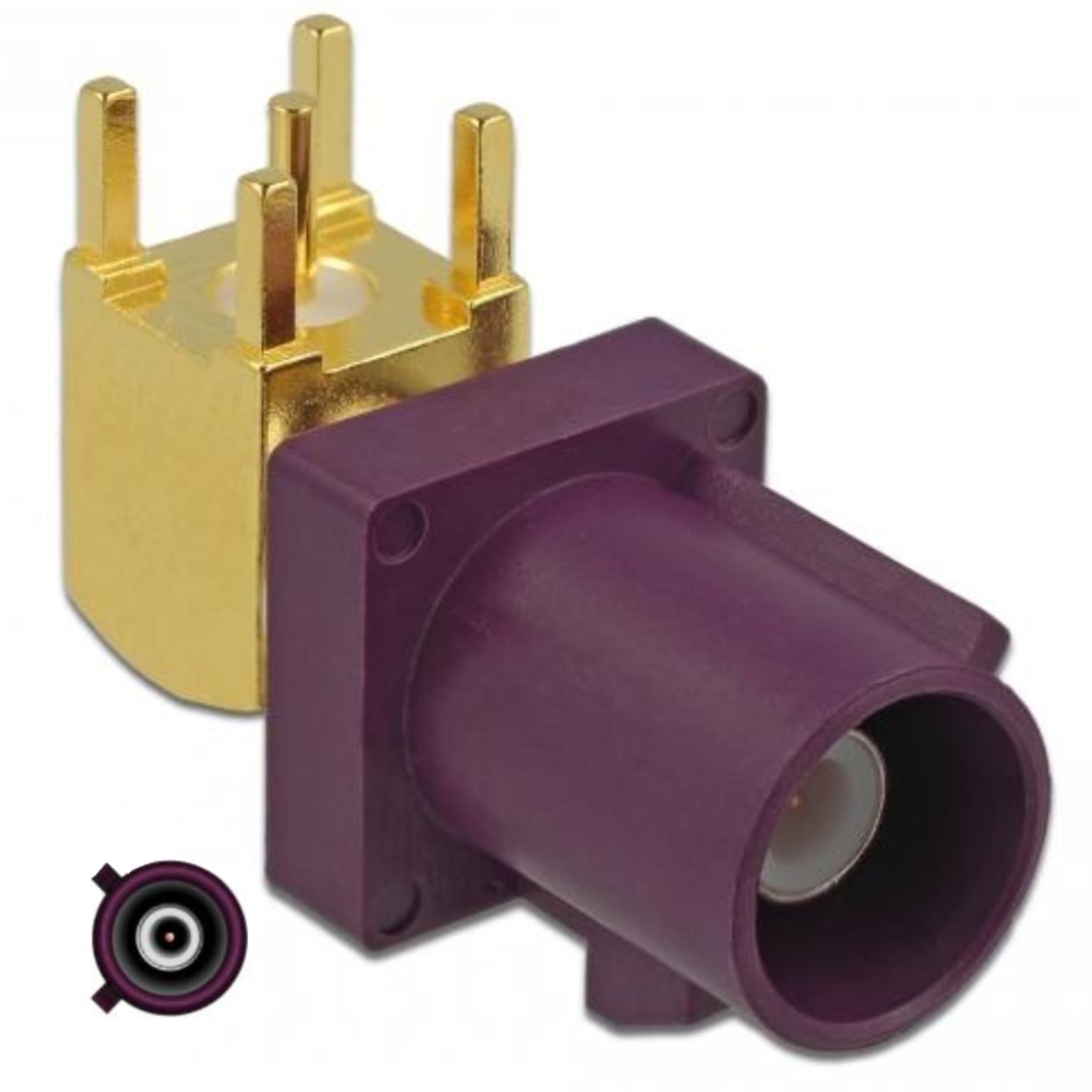 Haakse FAKRA K PCB connector - Aansluiting: FAKRA K male haaks ...