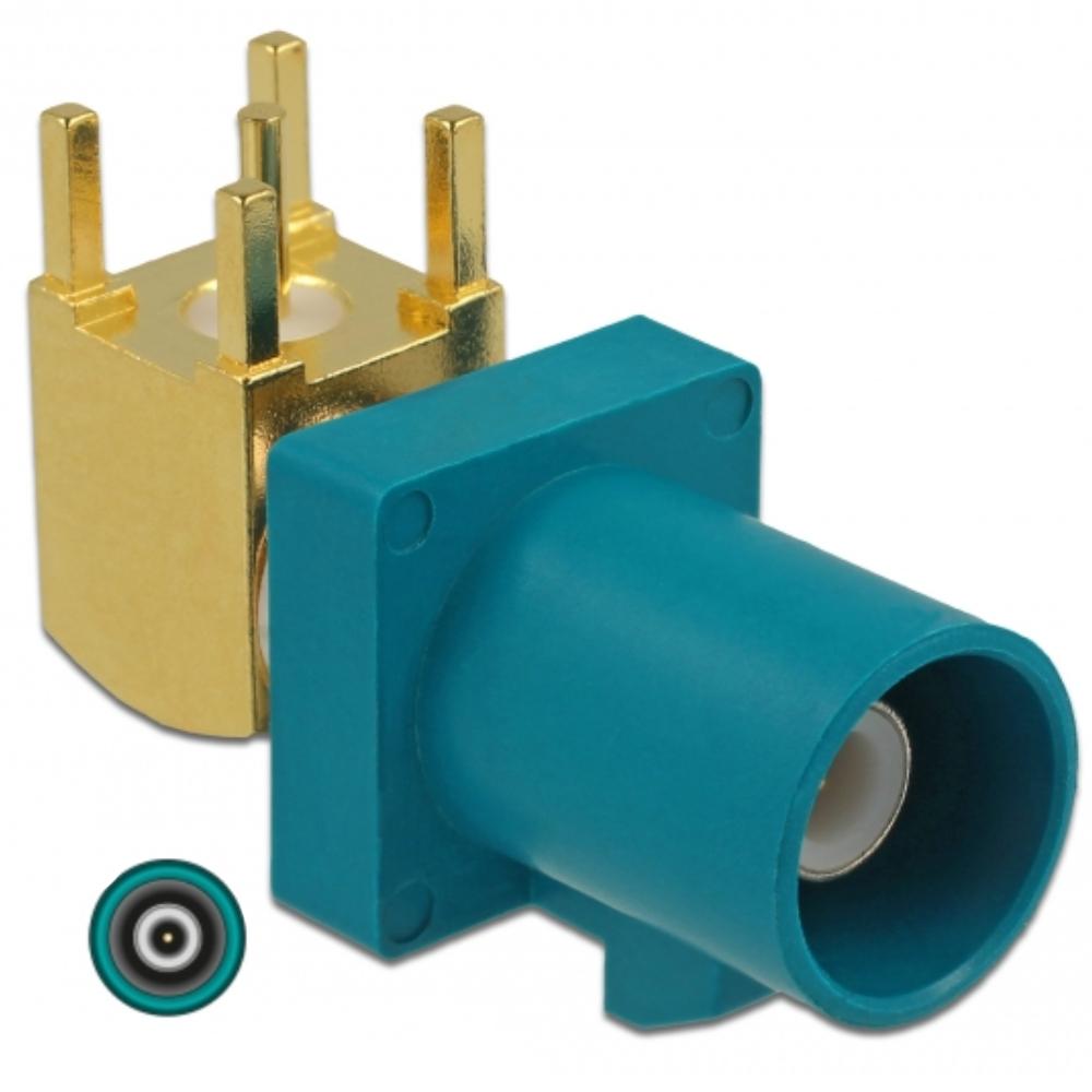 Haakse FAKRA K PCB connector - Aansluiting: FAKRA K male haaks ...