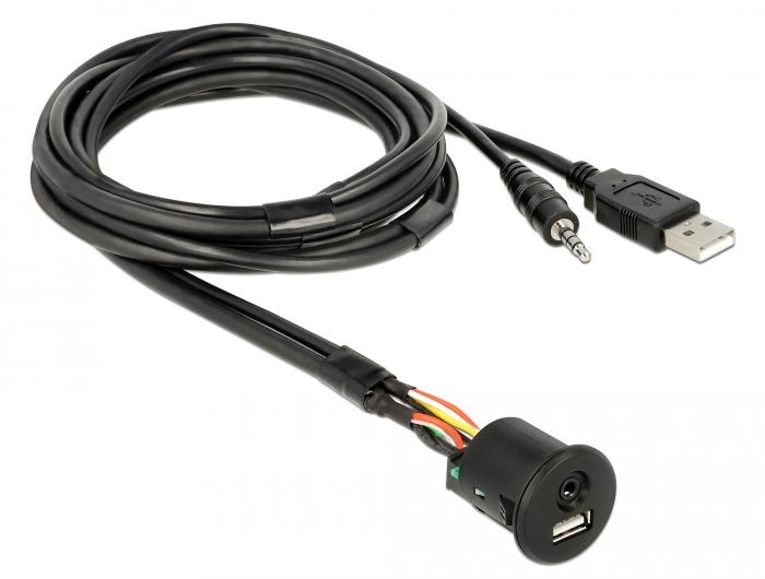 Delock kabel USB type-A stekker + 3.5 mm 4 pin jack stekker ...