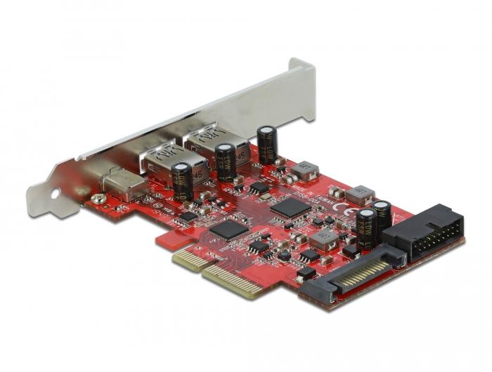 Delock PCI Express x4 Karte zu 1 x extern USB Type-C™ Buchse + 2 x ...
