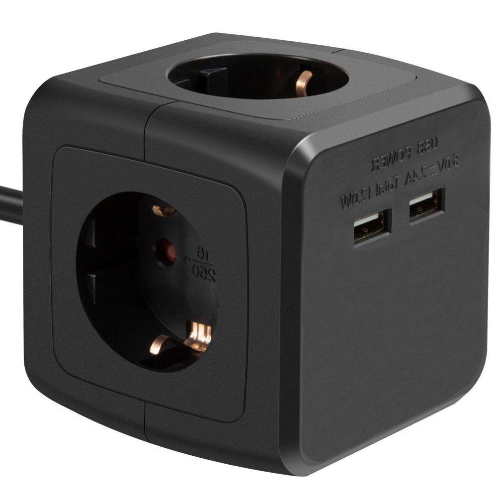 Stekkerdoos - 3-voudig - USB - Aansluiting 1: 3x Schuko Aansluiting 2 ...