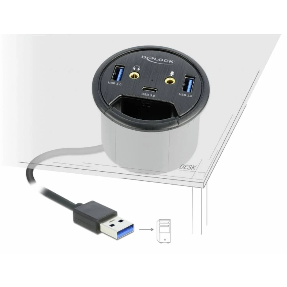 Delock 3-poorts hub, 1x USB-C, 2x USB-A - Versie: 3.2 Gen 1x1 ...
