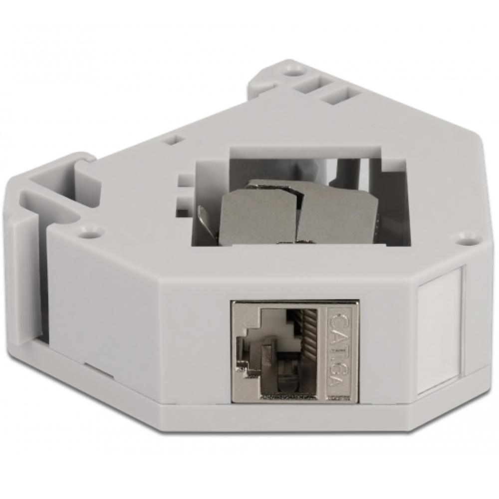 DIN-railadapter met keystone module - Type: Cat 6A Aansluiting 1: RJ45 Aansluiting 2: LSA