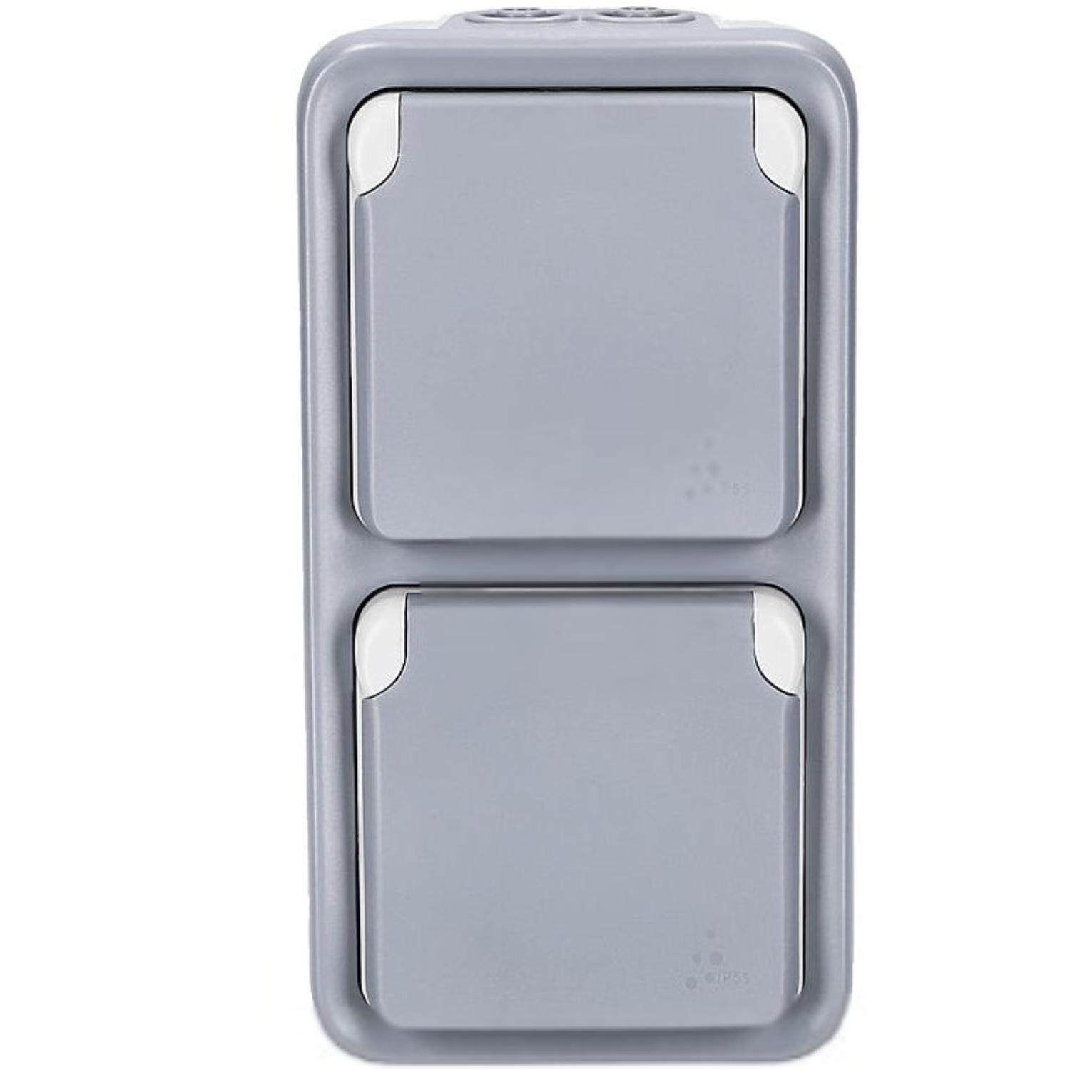 Buiten stopcontact 2-voudig - Allekabels.nl - Groot assortiment