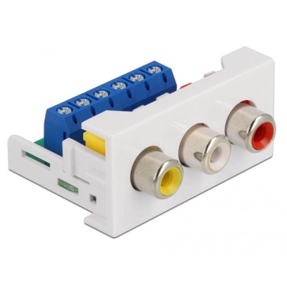 RCA module - Extern: 3x RCA female Intern: 6-pins aansluitblok Geschikt ...