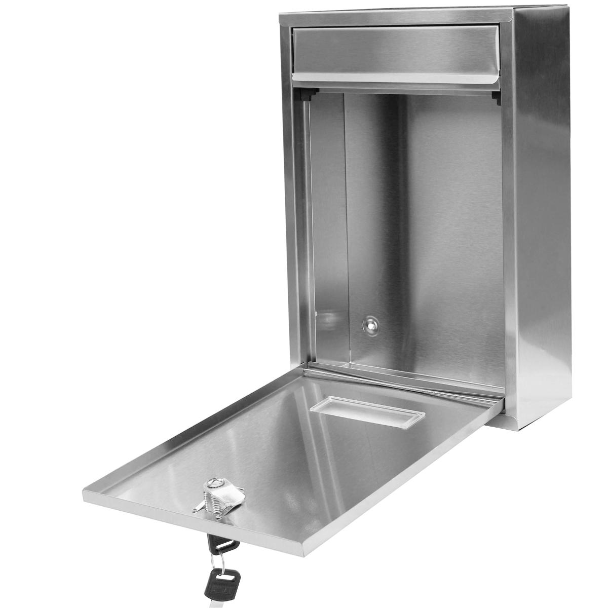 Brievenbus 26x35x8,5 cm. met naamplaatje - Mat RVS - Brievenbus 26x35x8 ...