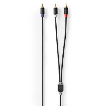 Subwoofer-Kabel | RCA Male | 2x RCA Male | Verguld | 3.00 m | Rond | 4. ...