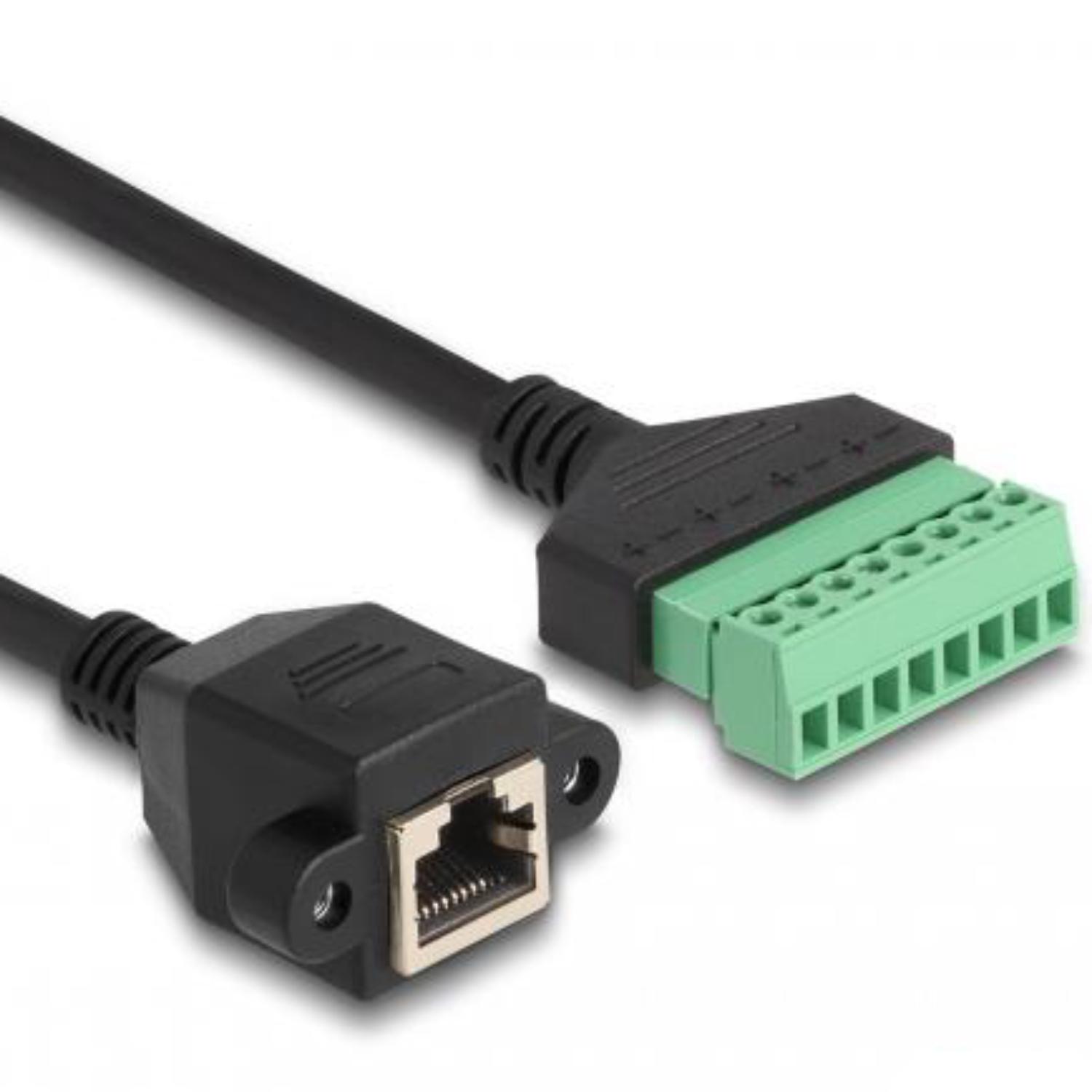 Delock RJ45 Kabel Cat.6 Buchse zu Terminalblock Adapter zum Einbau 1 m ...