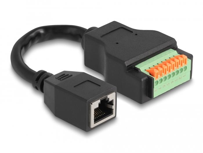 Delock RJ45-kabel Cat.5e-bus naar klemmenblokadapter met drukknop 1 ...