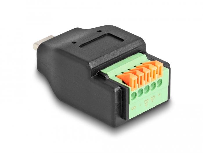 Delock USB Type-C™ 2.0 Stecker zu Terminalblock Adapter mit Drucktaster ... Delock USB Type-C™ 2.0 Stecker zu Terminalblock Adapter mit Drucktaster ...
