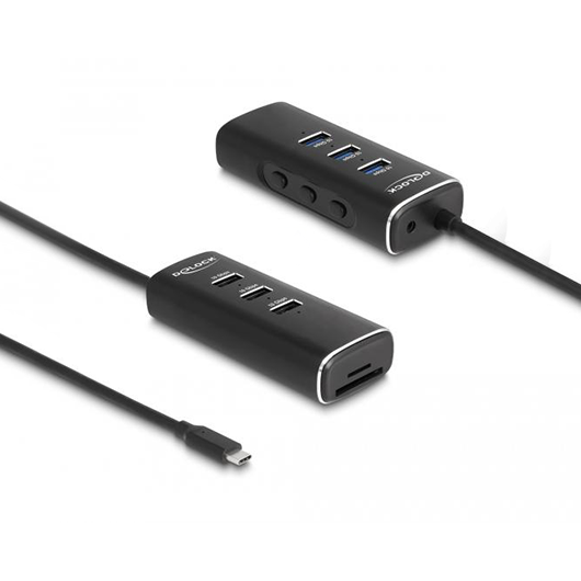 Delock 3p USB 10Gbps Hub + card reader 60cm - Versie: USB 3.2 Gen 1x1 ...