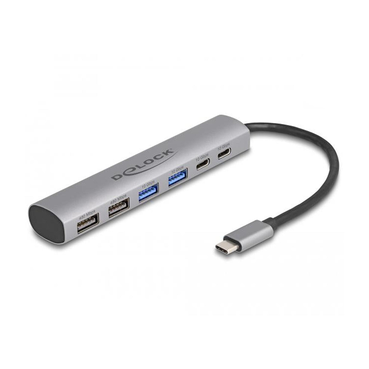 USB hub - Versie: USB 3.2 Gen 2x1 Aansluiting 1: 1 x USB C male ...