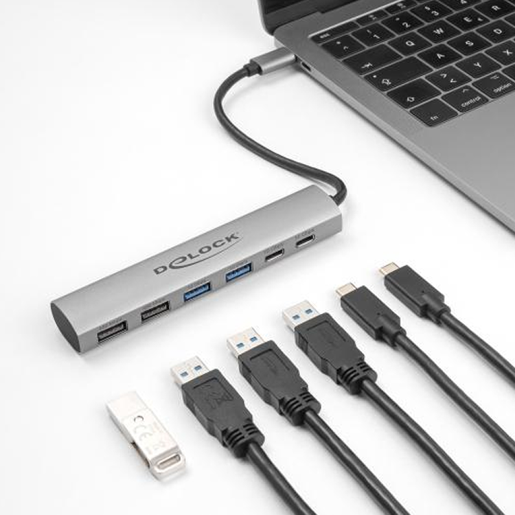 USB hub - Versie: USB 3.2 Gen 2x1 Aansluiting 1: 1 x USB C male ...