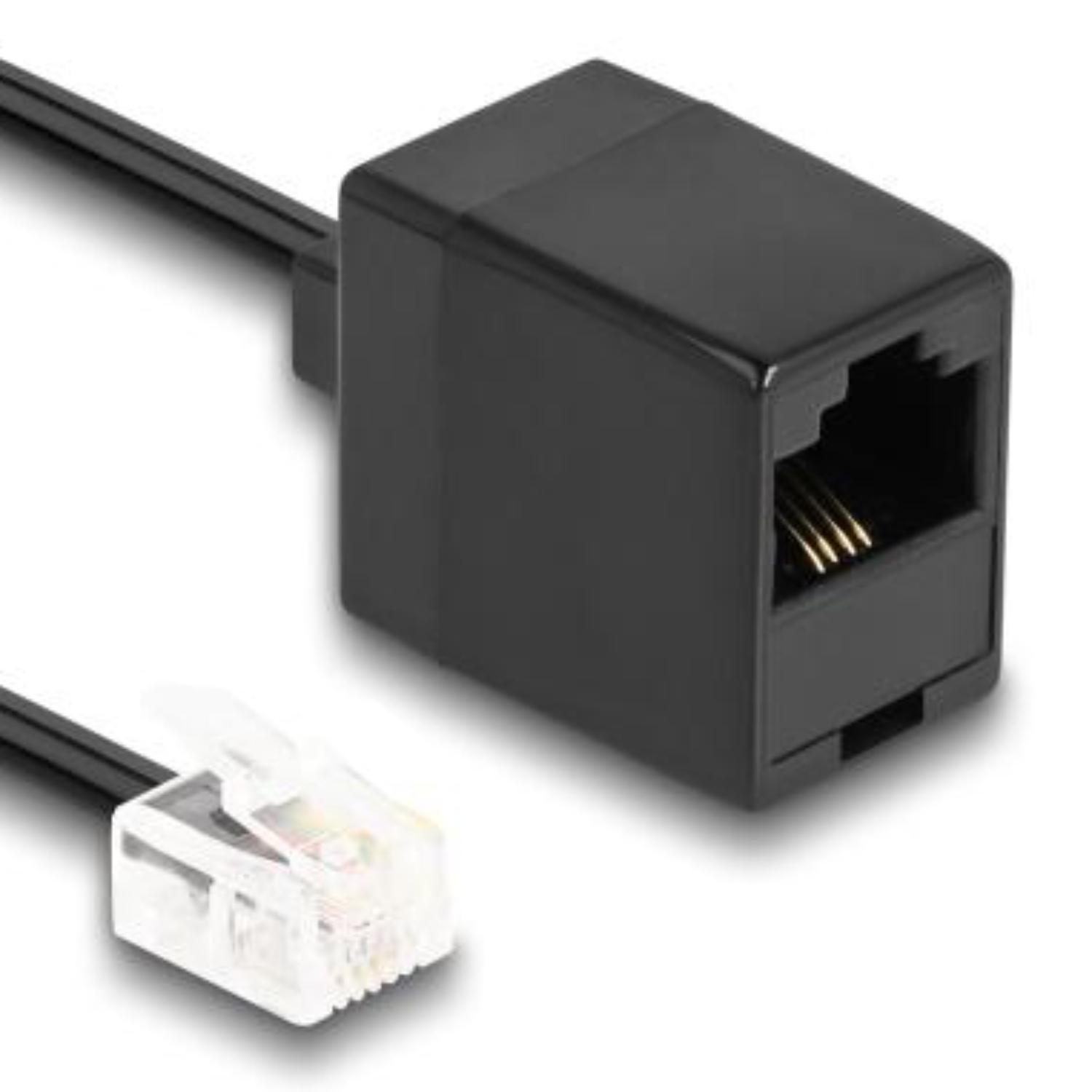 Delock telefoonkabel RJ11-stekker naar RJ45-bus zwart 10 m - Deze ...