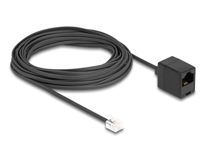 Delock telefoonkabel RJ11-stekker naar RJ45-bus zwart 10 m - Deze ...