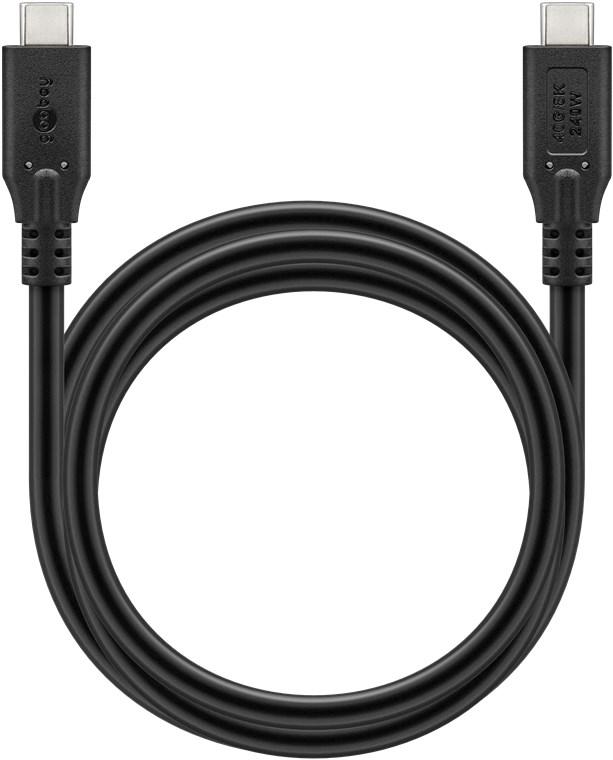 USB C naar USB C kabel - Versie: USB4 Aansluiting 1: USB C male ...