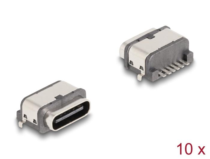 Delock USB 5 Gbps USB Type-C™ Buchse 6 Pin SMD Steckverbinder mit zwei ...