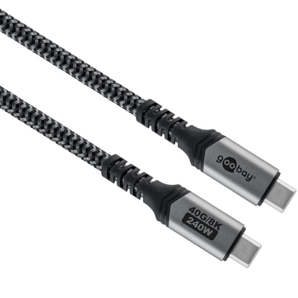 USB C naar USB C kabel - Versie: USB4 Aansluiting 1: USB C male ...