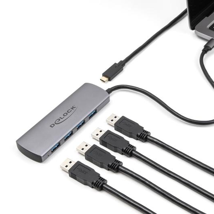 Delock 4-poorts USB-A Hub met USB-C - Versie: USB 3.2 Gen 2x1 ...