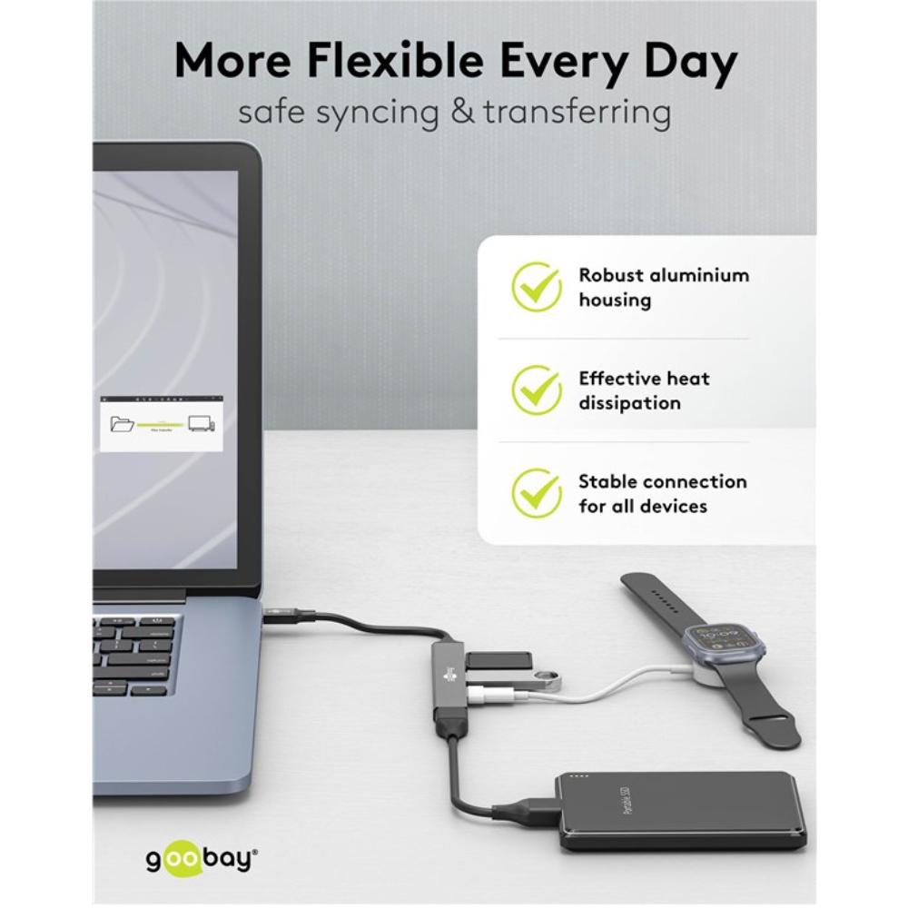 USB hub - Versie: 3.2 Gen 1x1 Aansluiting 1: USB C male, Aansluiting 2 ...