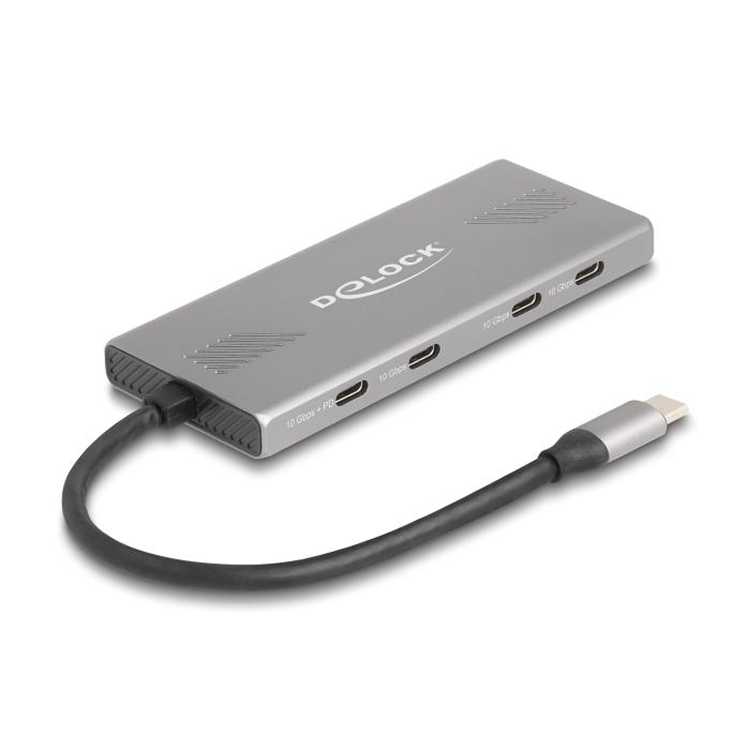 Delock 7 Port USB Hub 10 Gbps, 4x USB-C, 3x USB-A, PD 80W - Aansluiting ...