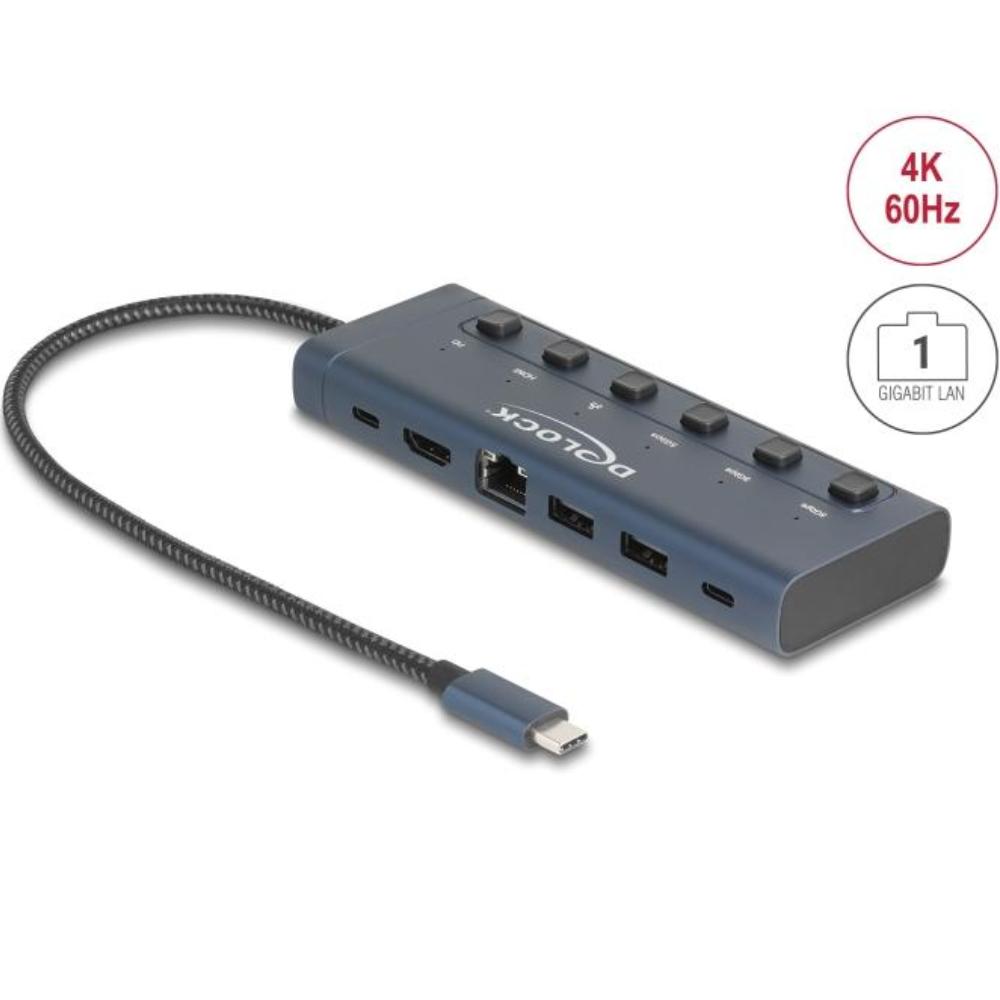 USB docking station - Ingang: USB C male Uitgang 1: USB C male Uitgang ...