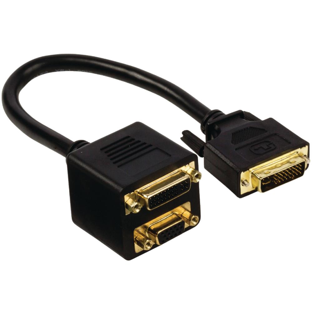 DVI naar DVI + VGA Splitter - DVI naar DVI + VGA splitter, Ingang: DVI ...