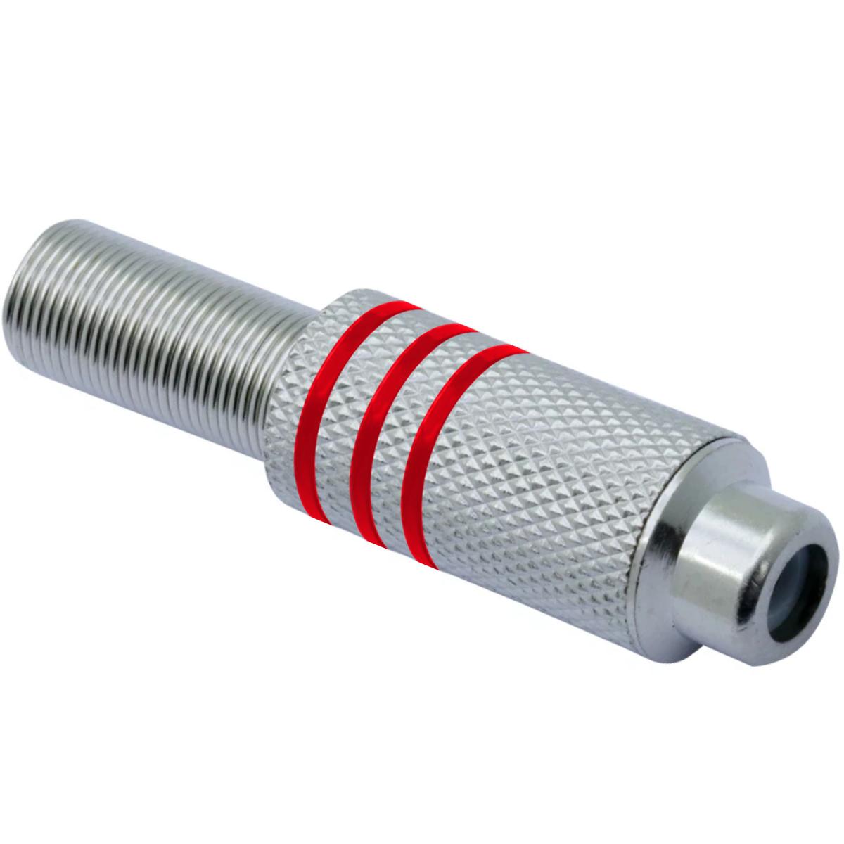 Tulp Stekker - Tulp stekker,Female, Metaal,Rode markering, Zilver.