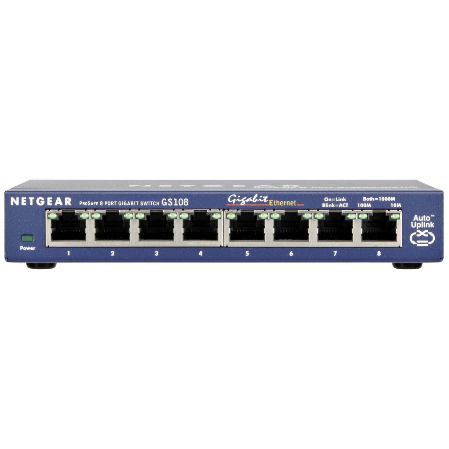Netwerk switch - 8-poorts - Merk: Netgear GS108GE, Snelheid: 10/100 ...