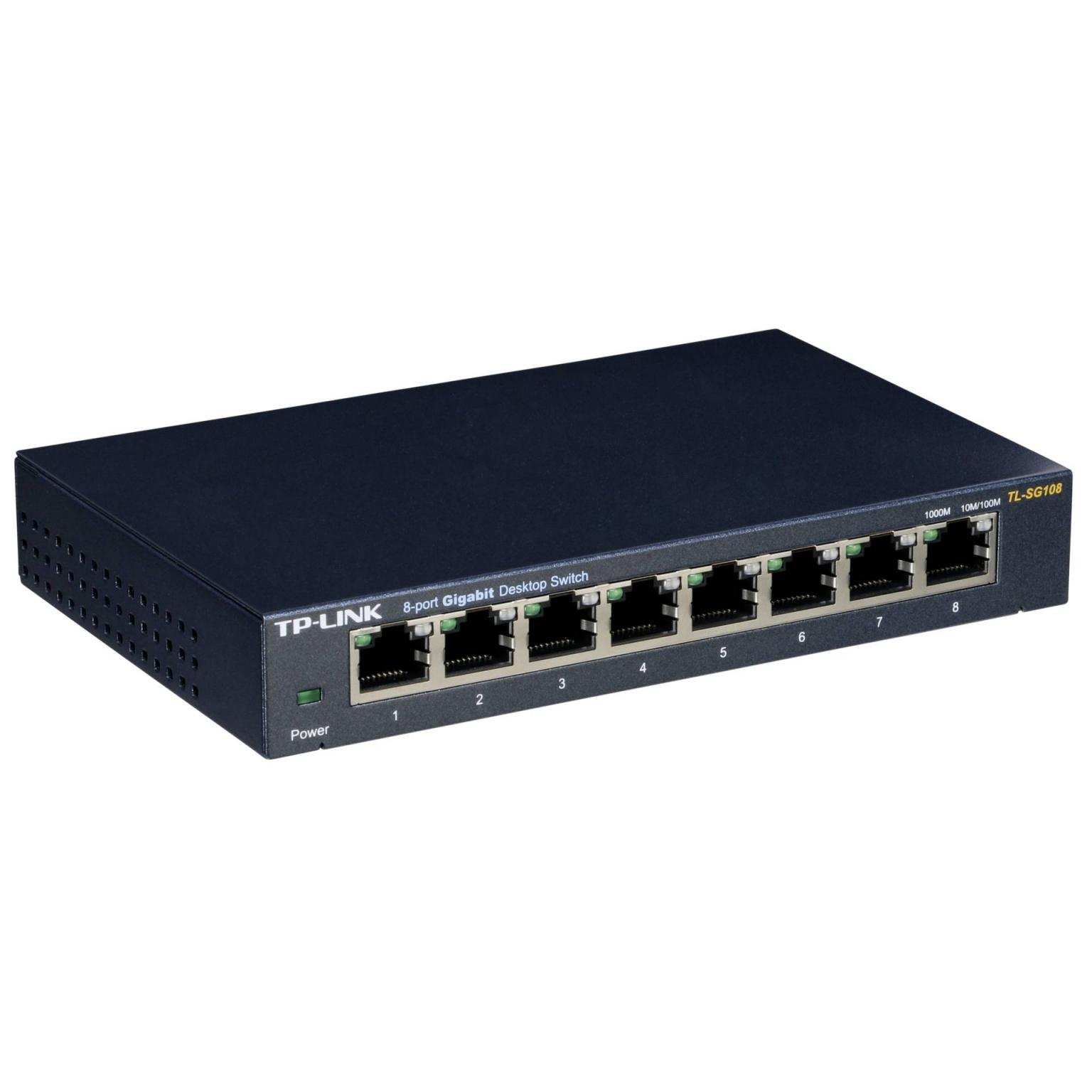 Netwerk switch - 8-poorts - Merk: TP-Link TL-SG108, Snelheid: 10/100 ...