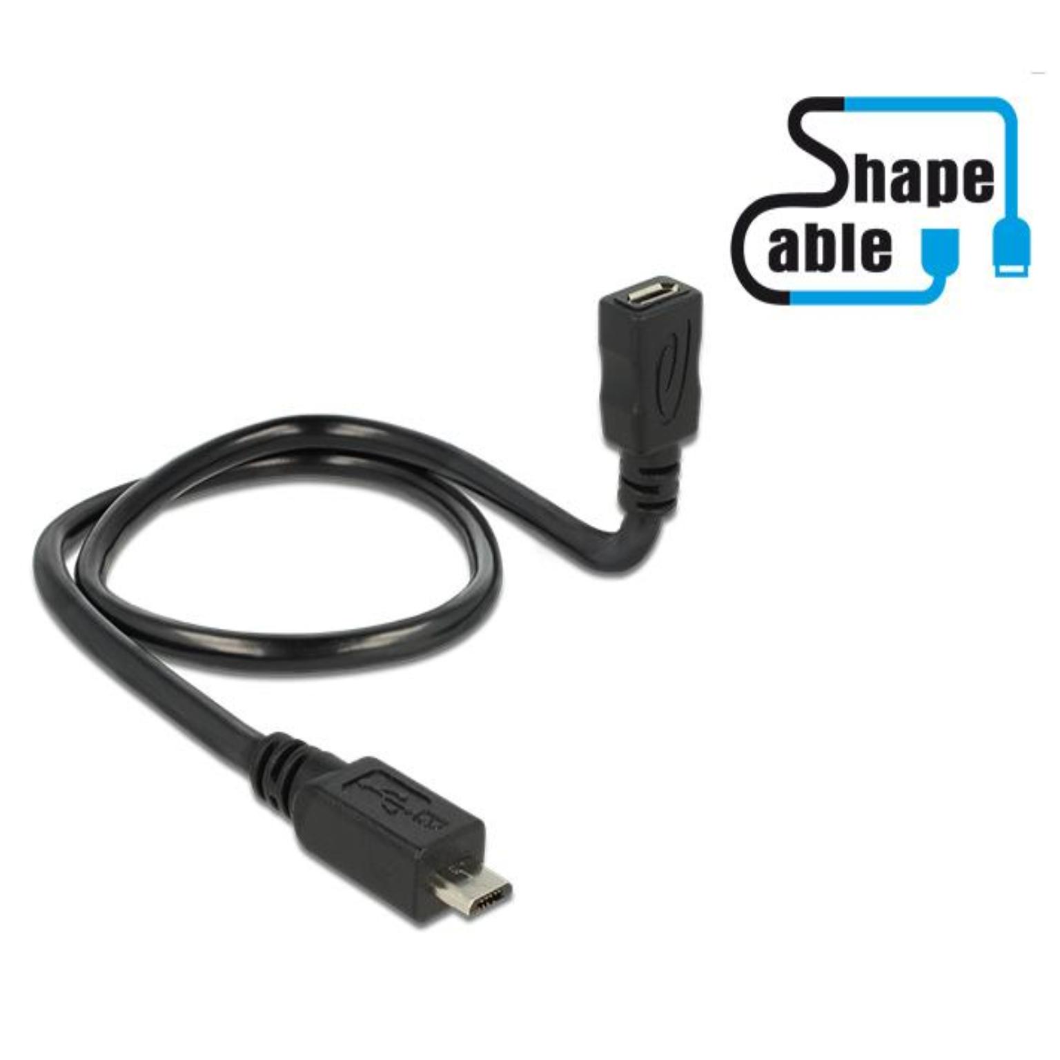 Delock Kabel USB 2.0 Micro-B Stecker > USB 2.0 Micro-B Buchse OTG Sha ...