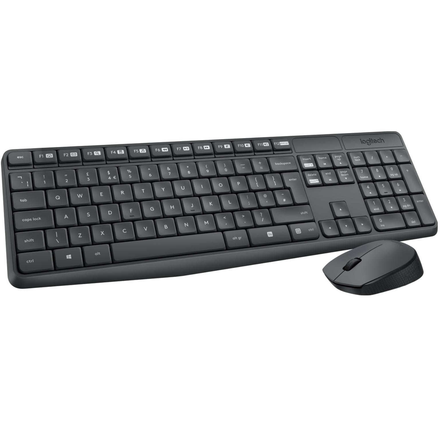 Draadloos toetsenbord met muis - Logitech - Merk: Logitech MK235, Indeling: QWERTY - Rubberdome ...