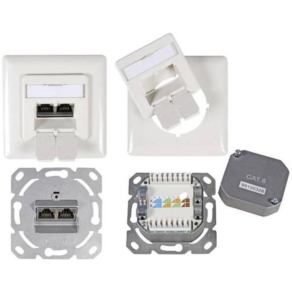 Cat 6 wandcontactdoos - inbouw - Soort: Cat 6, Aansluiting 1: LSA ...