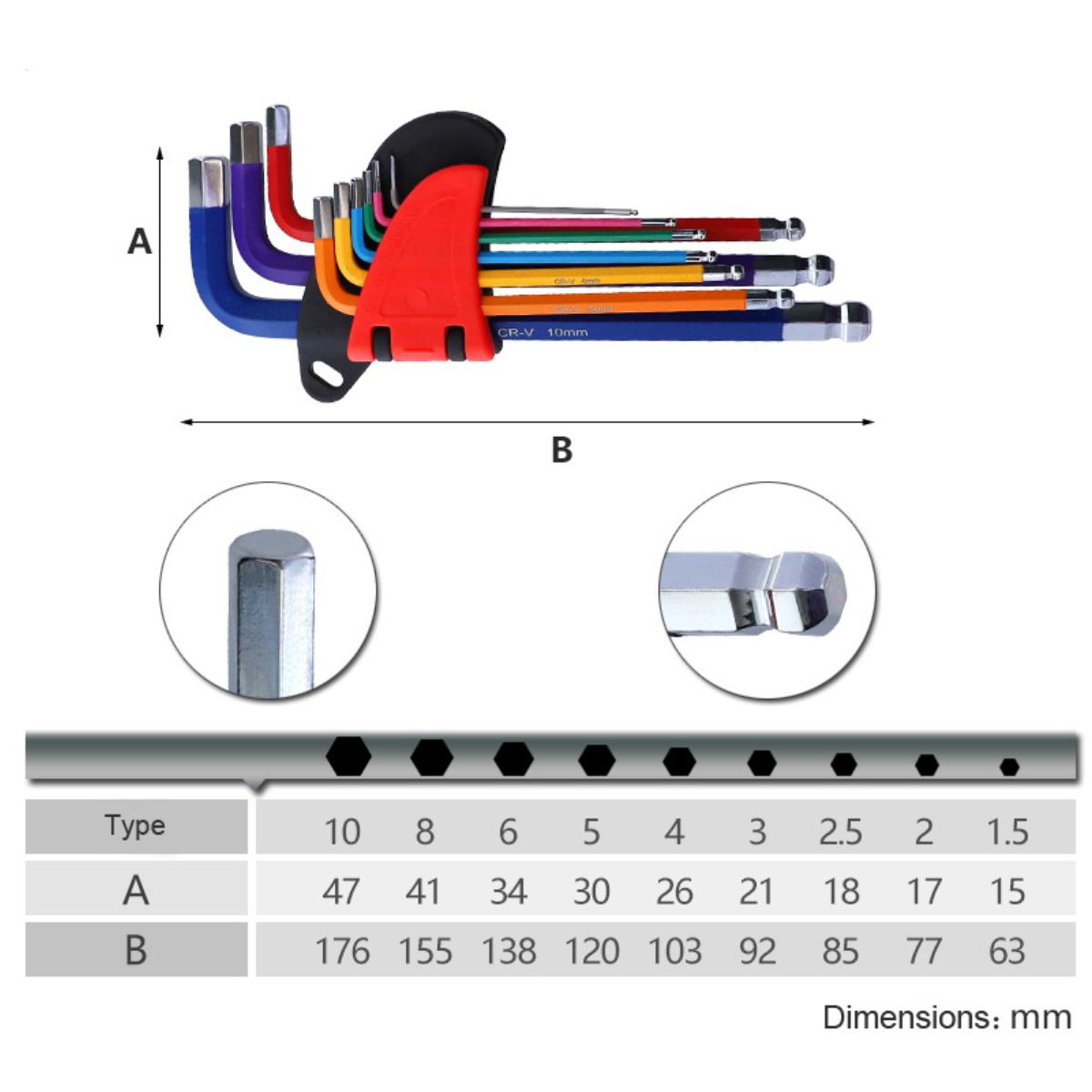 Inbussleutel set - Extra: Met houder, Type: Hex Aantal: 9-delig ...