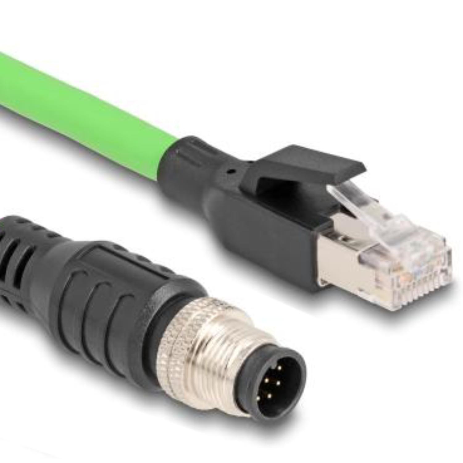 Delock M12 Kabel A-kodiert 8 Pin Stecker zu RJ45 Stecker PUR (TPU) 5 m - Deze industriële ...